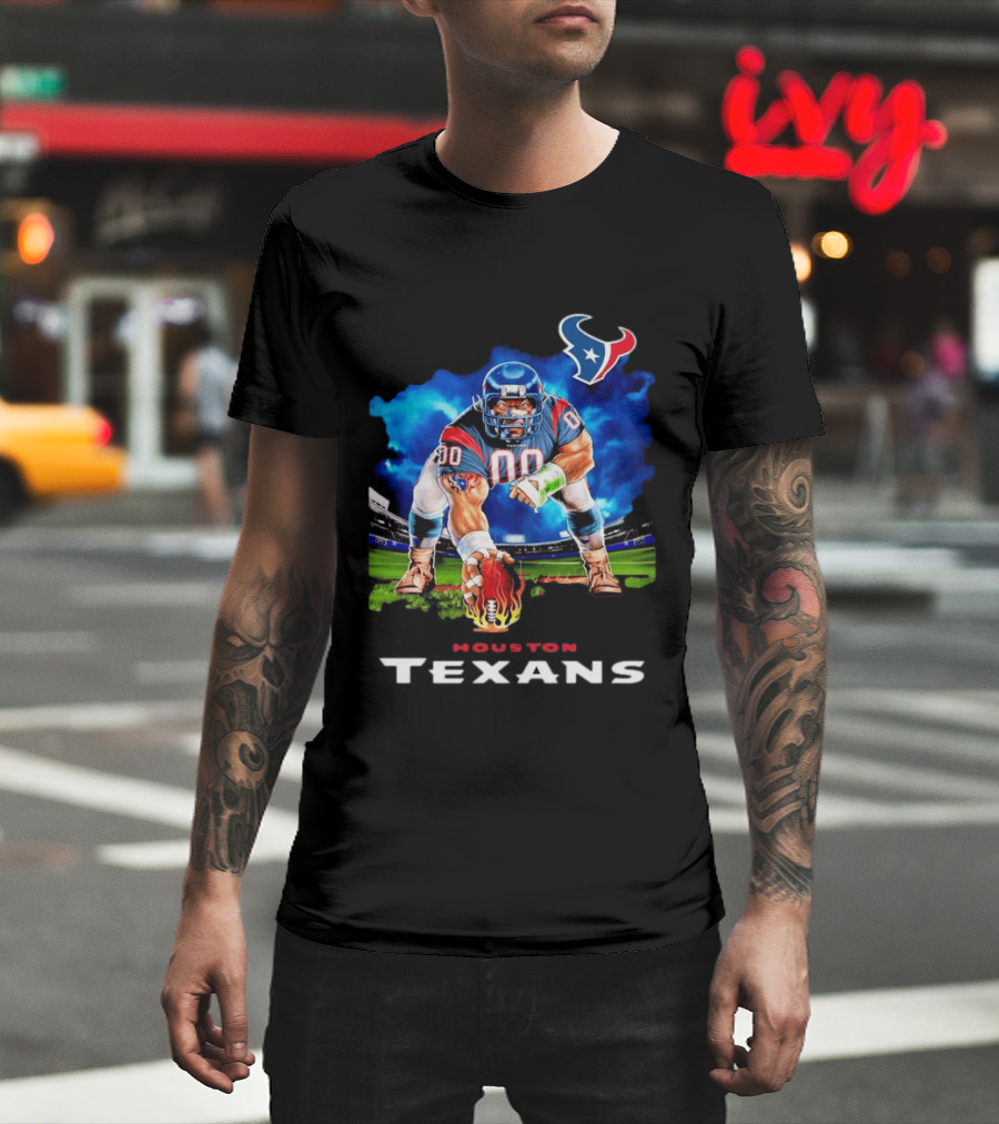 Houston Texans Ferocious Football Player NFL Team Spirit Challenge T-Shirt