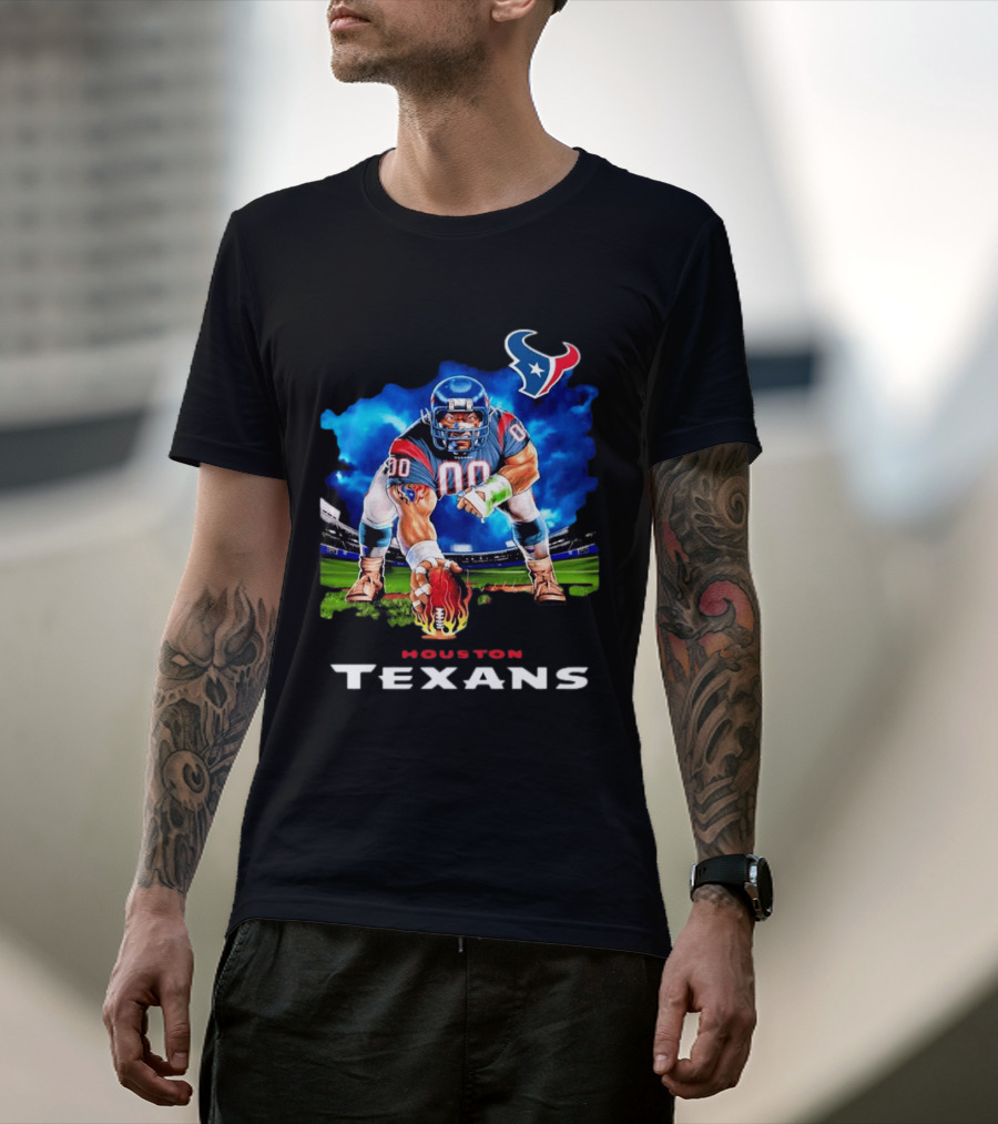 Houston Texans Ferocious Football Player NFL Team Spirit Challenge T-Shirt
