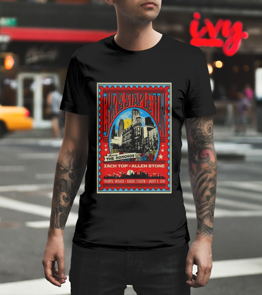 Chris Stapleton Featuring The Honchos Zach Top Allen Stone Toronto Rogers Stadium August 6 2026 T-Shirt