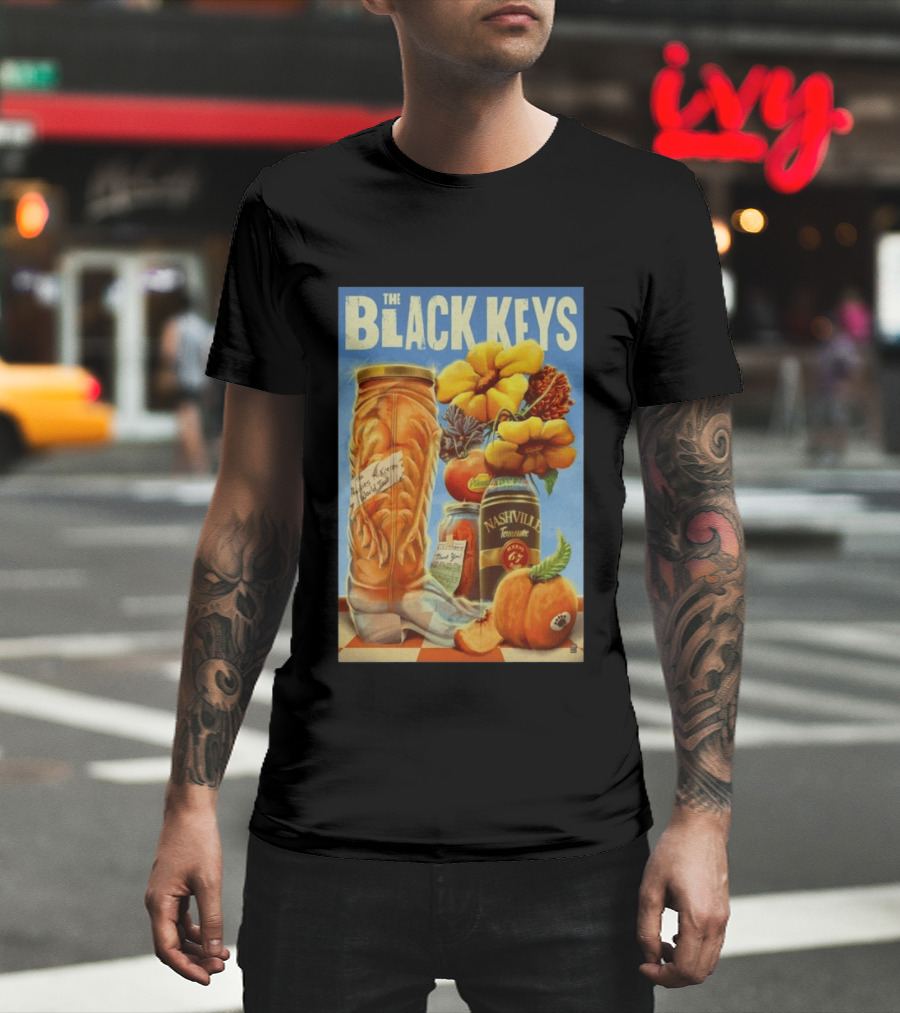The Black Keys Nashville 2026 Boots Jars Pumpkins Flowers T-Shirt