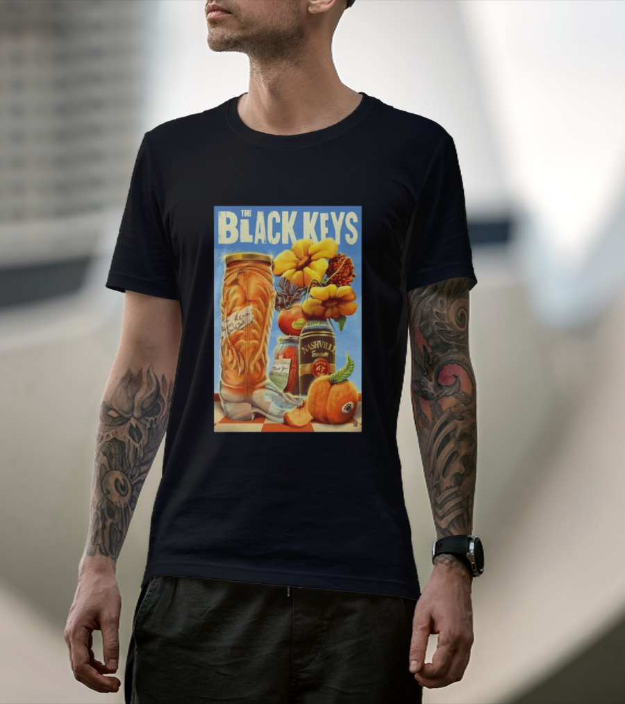 The Black Keys Nashville 2026 Boots Jars Pumpkins Flowers T-Shirt