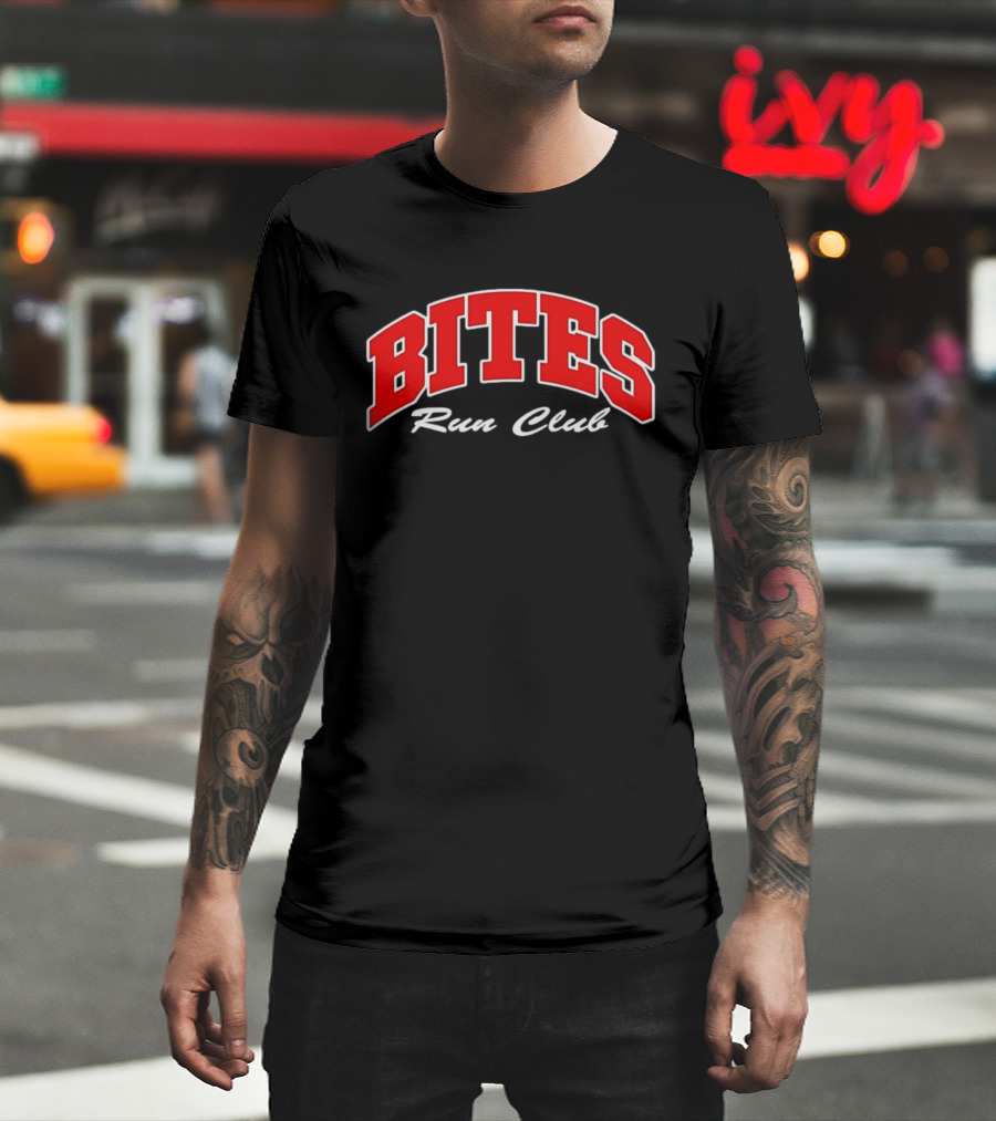 Bites Run Club Classic Style Sports Lettering T-Shirt