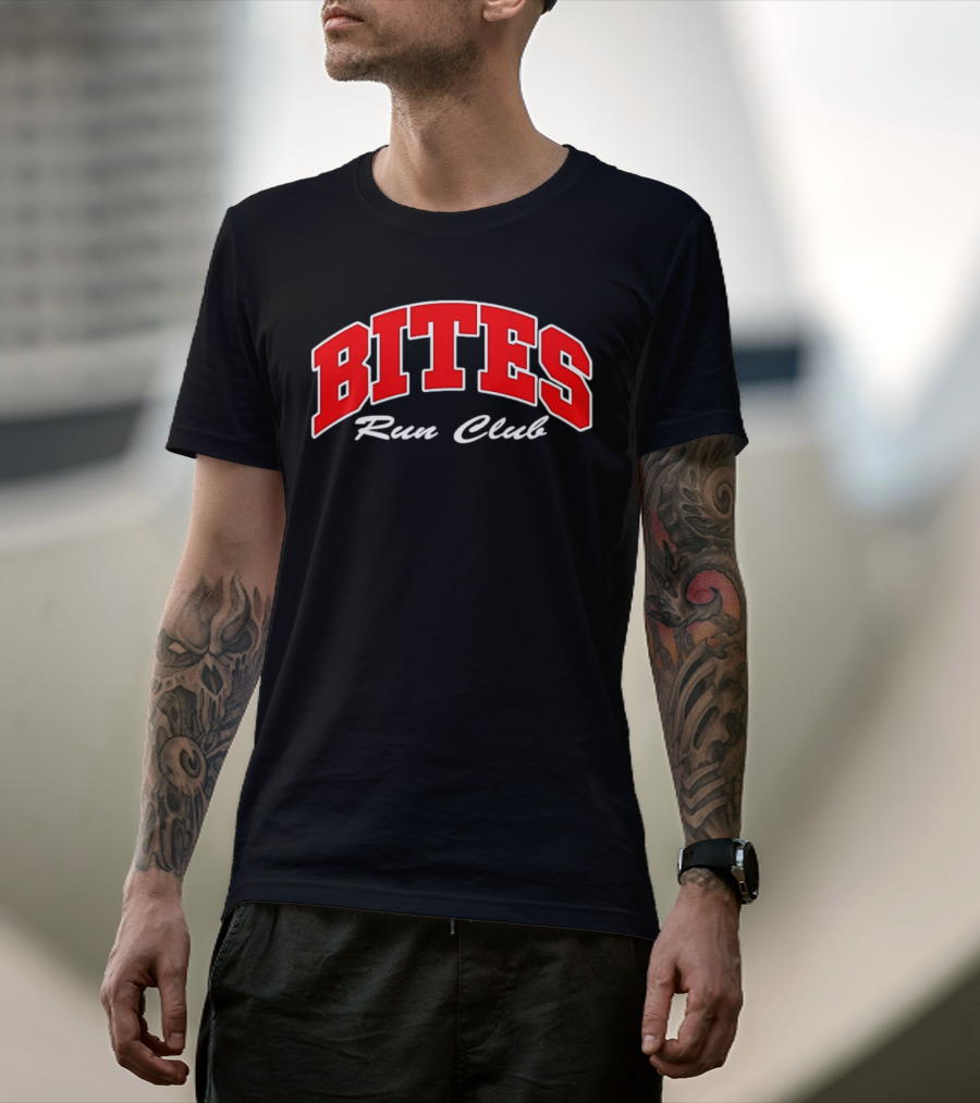 Bites Run Club Classic Style Sports Lettering T-Shirt