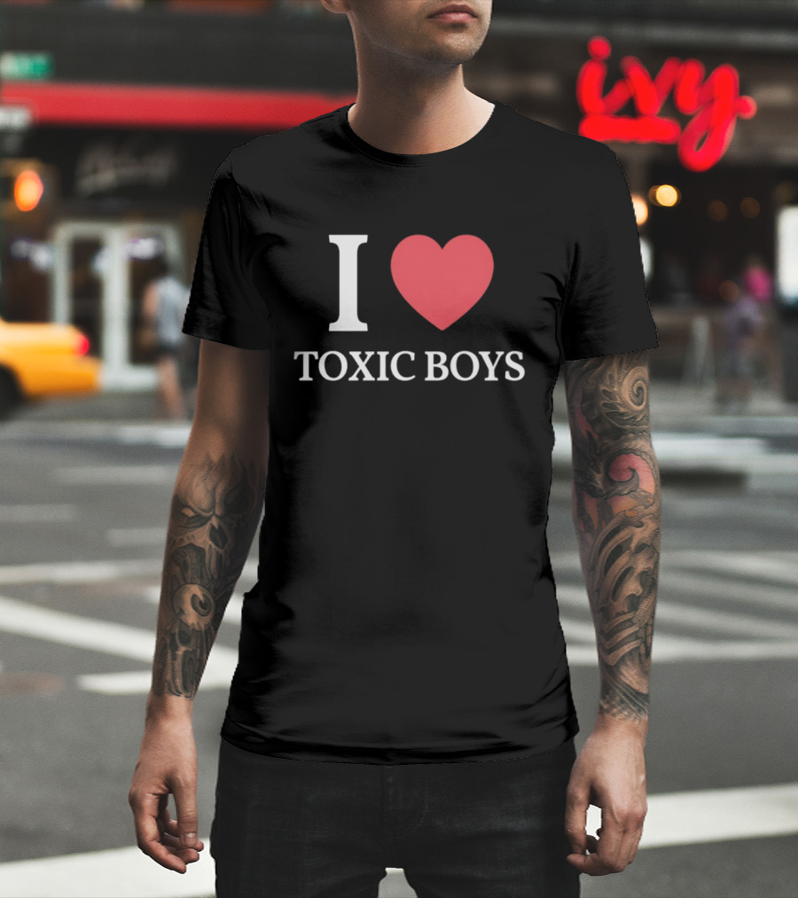 I Heart Toxic Boys Bold White And Red T-Shirt