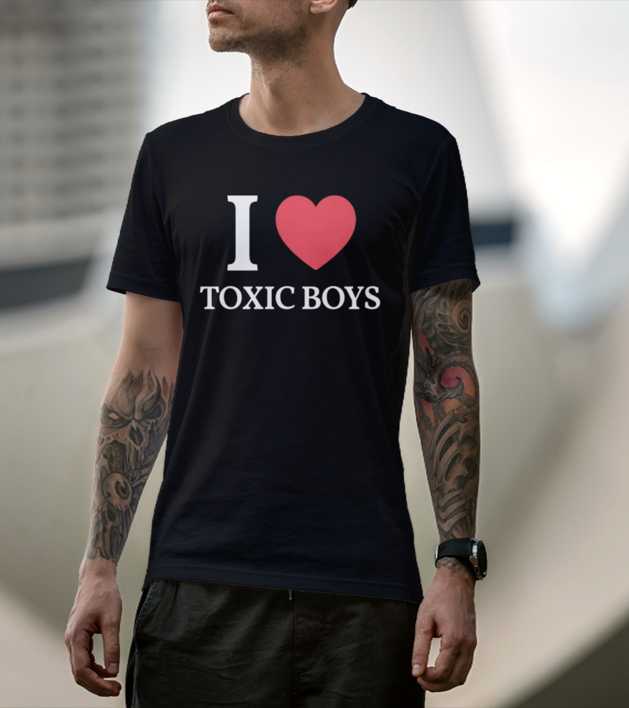 I Heart Toxic Boys Bold White And Red T-Shirt