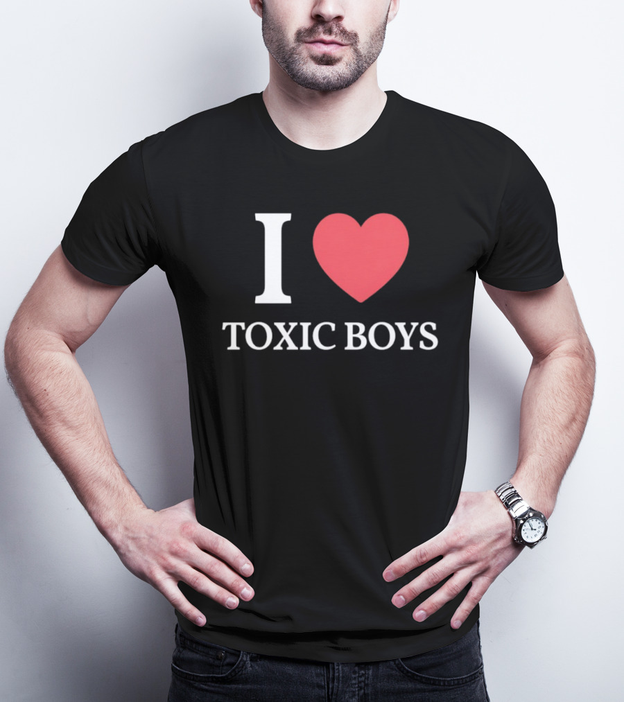 I Heart Toxic Boys Bold White And Red T-Shirt