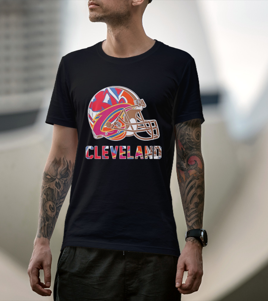 Cleveland Football Cavaliers Browns Guardians Helmet T-Shirt