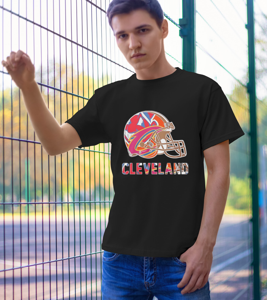Cleveland Football Cavaliers Browns Guardians Helmet T-Shirt