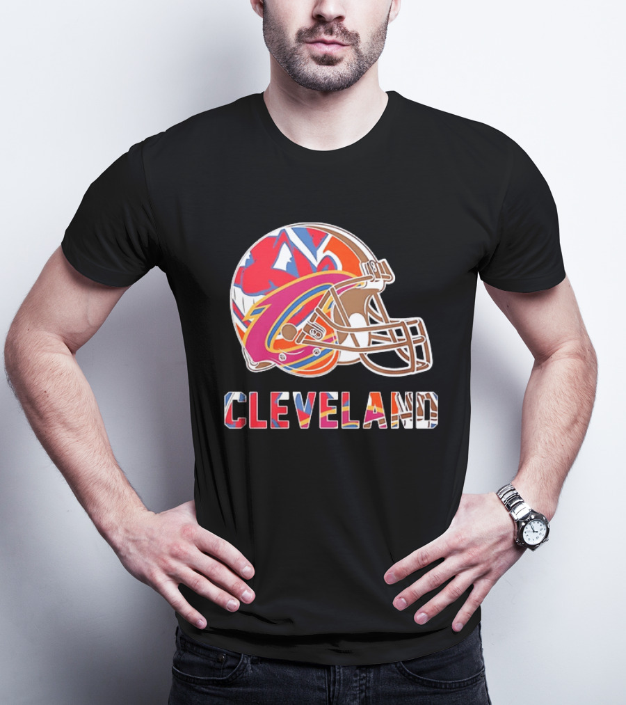 Cleveland Football Cavaliers Browns Guardians Helmet T-Shirt