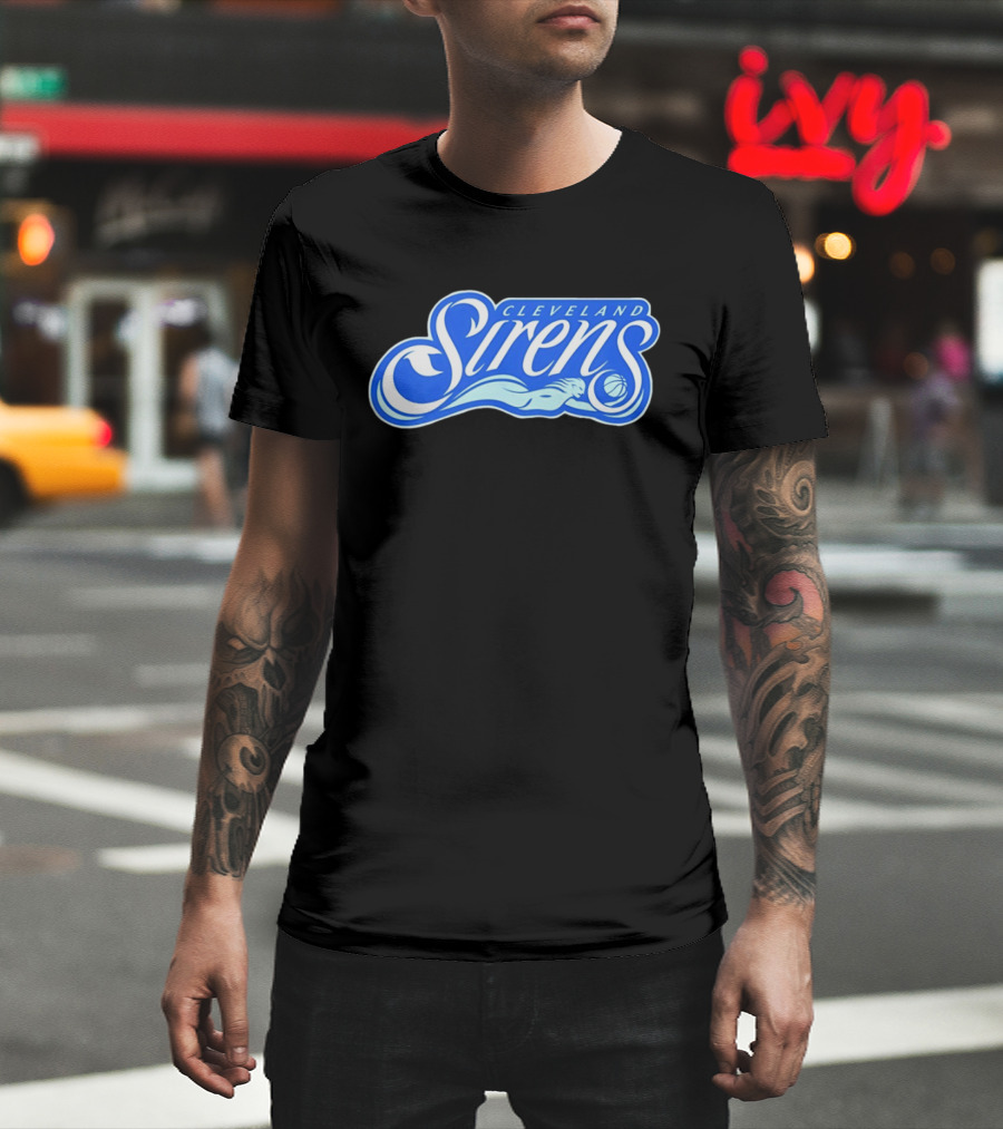 Cleveland Sirens Basketball Sports Team Oceanic Logo With Athlete And Ball T-Shirt