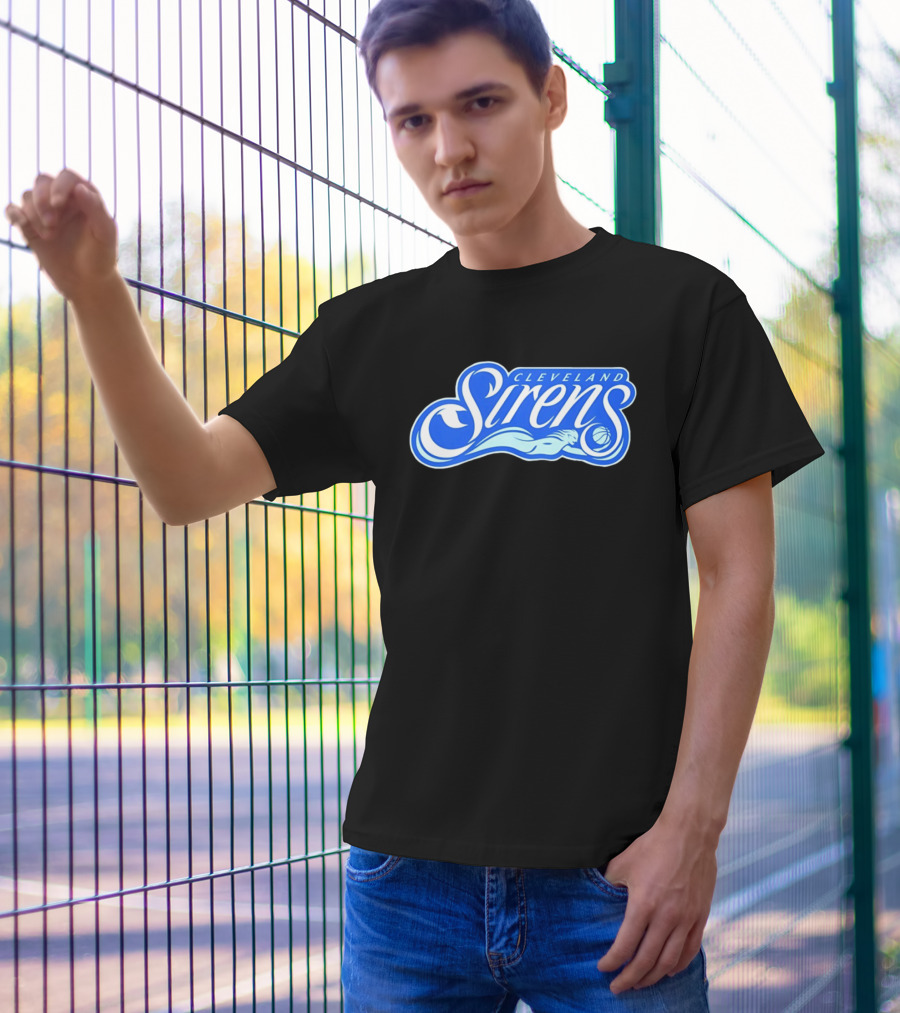 Cleveland Sirens Basketball Sports Team Oceanic Logo With Athlete And Ball T-Shirt