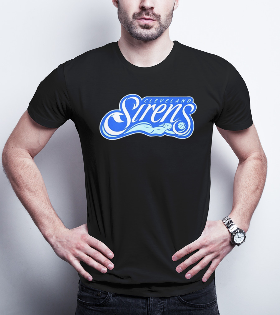 Cleveland Sirens Basketball Sports Team Oceanic Logo With Athlete And Ball T-Shirt