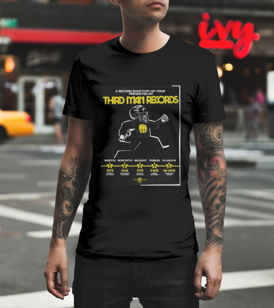 Third Man Records A Record Shop Pop Up Tour Bristol Newcastle Belfast Dublin Glasgow 2023 T-Shirt