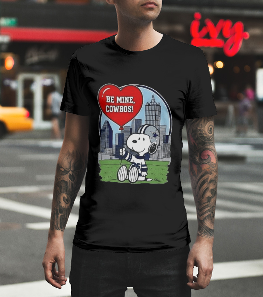 Dallas Cowboys Snoopy Be Mine Valentine 2026 Skyline T-Shirt