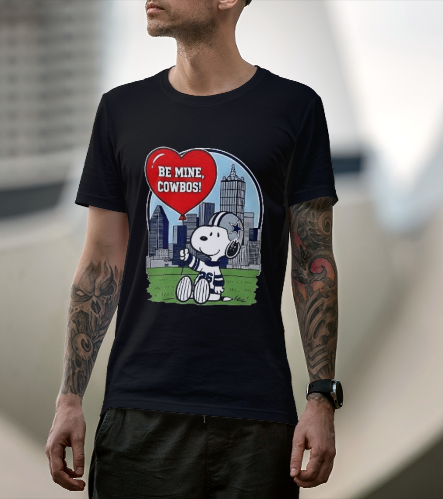 Dallas Cowboys Snoopy Be Mine Valentine 2026 Skyline T-Shirt