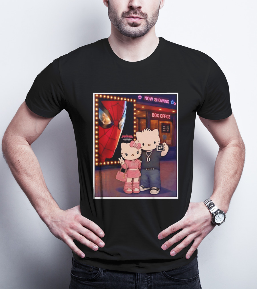 Now Showing Box Office Hello Kitty And Dear Daniel Spider Man Movie Polaroid Frame T-Shirt