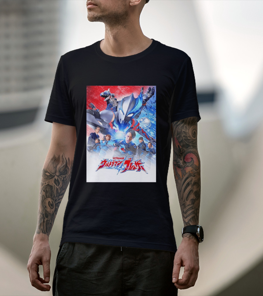 Ultraman Blazar Cast And Characters With Heroic Action Scene T-Shirt
