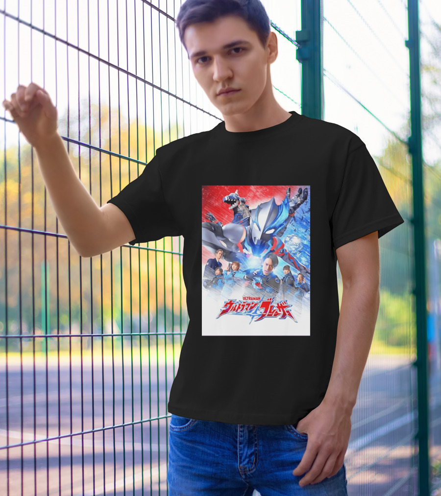 Ultraman Blazar Cast And Characters With Heroic Action Scene T-Shirt