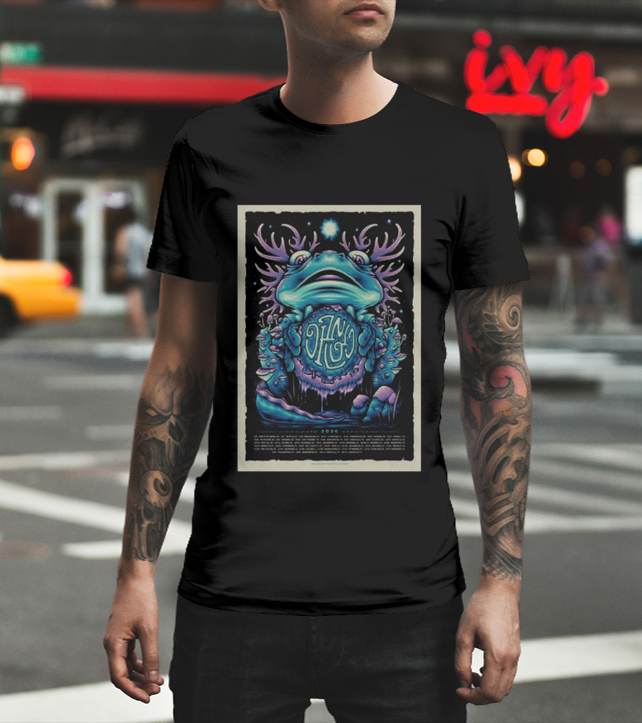 Dizgo 2026 Tour Frog And Mushrooms Psychedelic T-Shirt