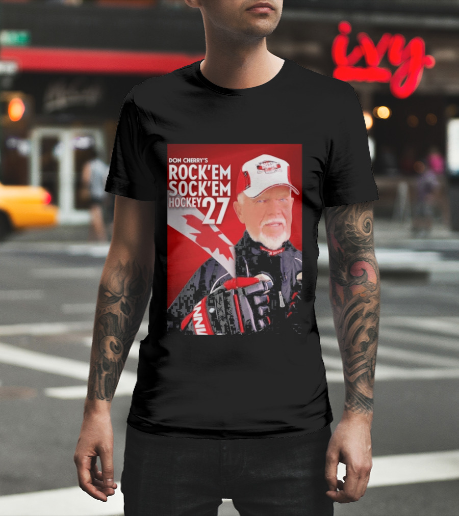 Don Cherry's Rock'em Sock'em Hockey 27 Maple Leaf Hat And Gloves Canada T-Shirt