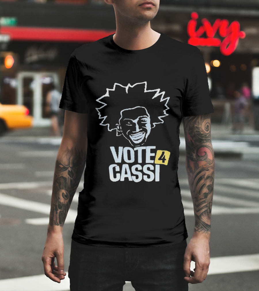 Vote 4 Cassi Spiky Afro Smiling Line T-Shirt