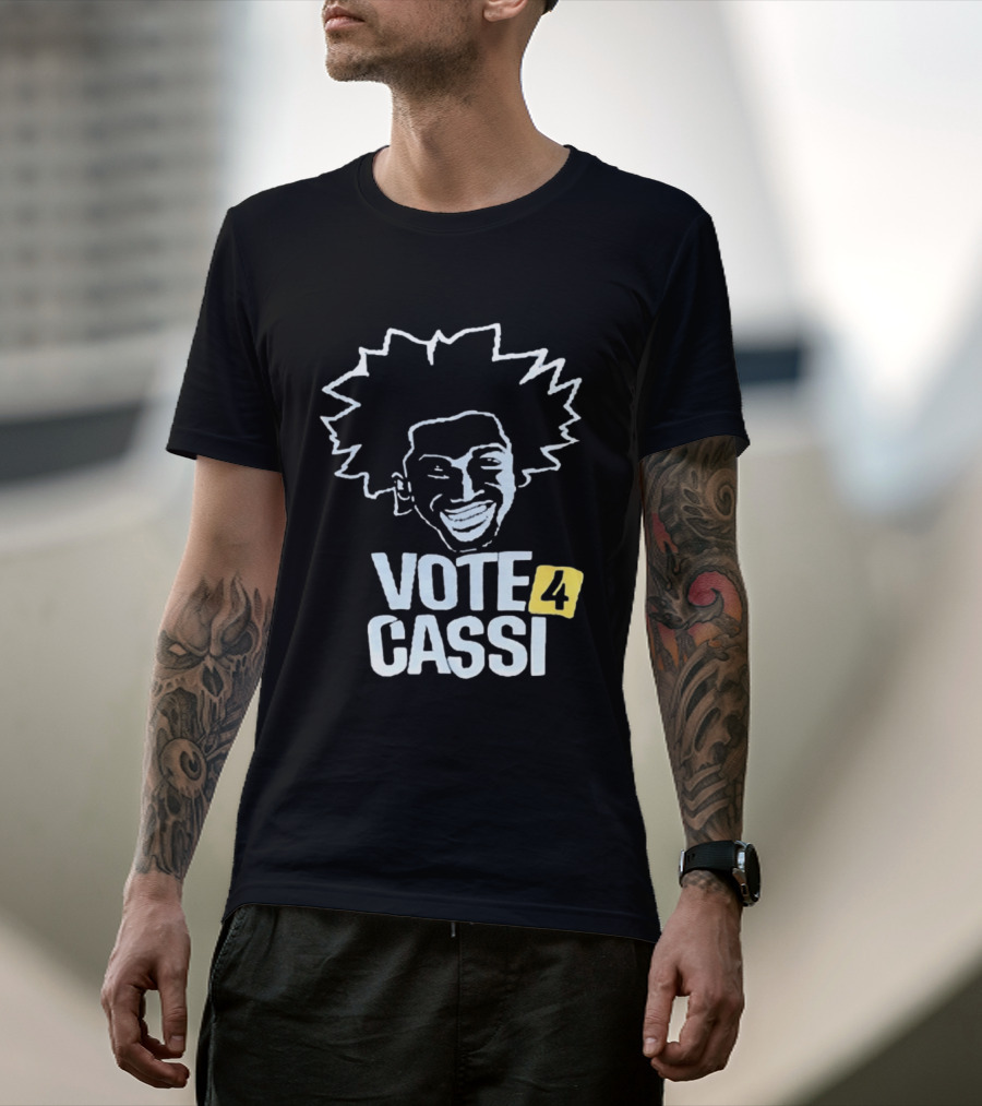 Vote 4 Cassi Spiky Afro Smiling Line T-Shirt