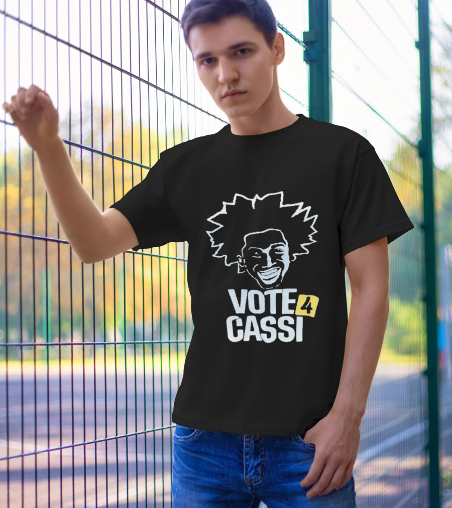Vote 4 Cassi Spiky Afro Smiling Line T-Shirt