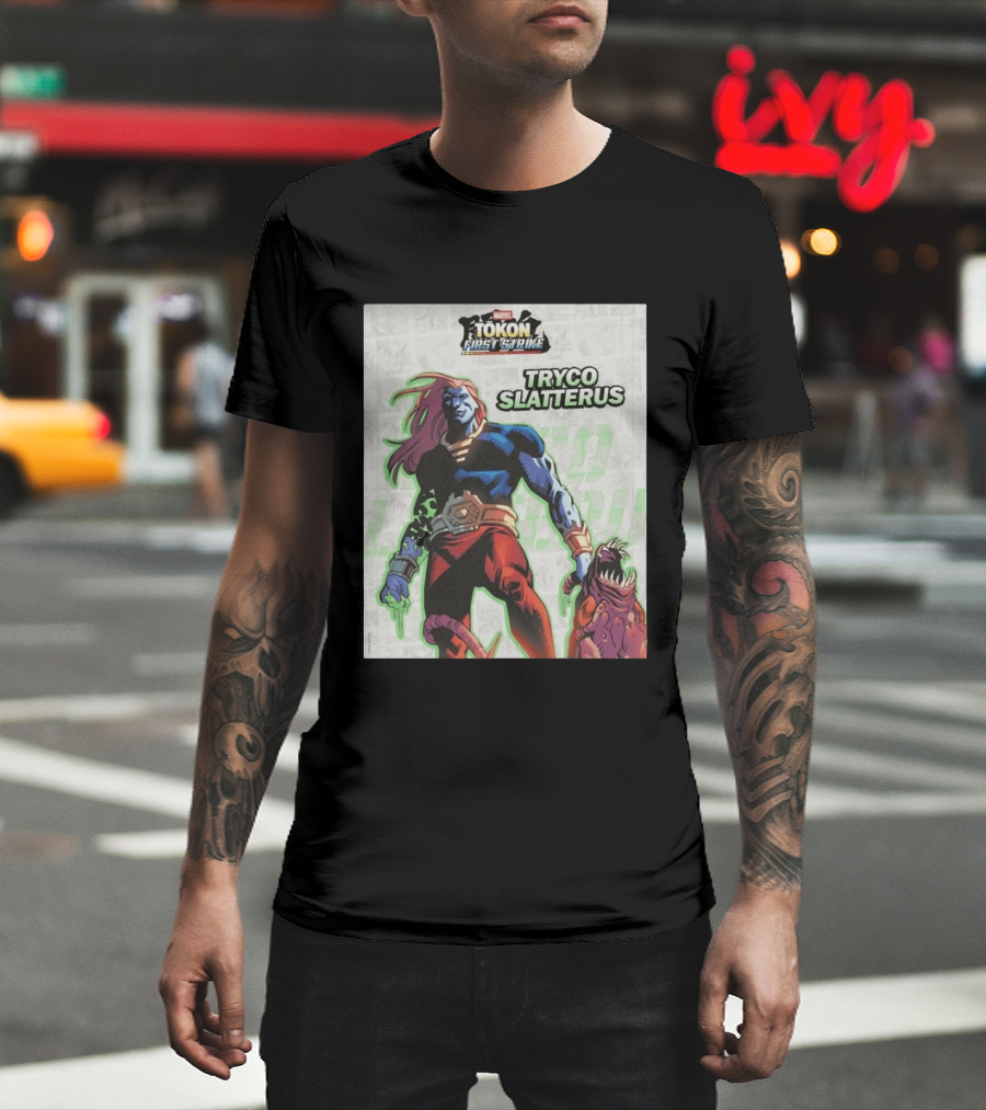 Marvel Tokon First Strike Tryco Slatterus Character With Creature T-Shirt