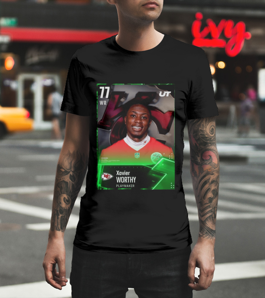 Xavier Worthy Kansas City Chiefs WR 77 Playmaker UT NFL T-Shirt