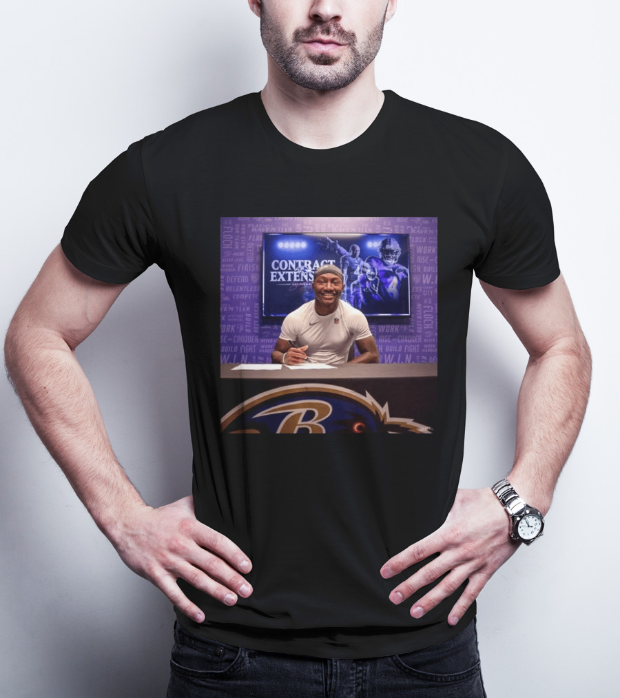 Zay Flowers Contract Extension Baltimore Ravens Football Player Signing NFL Deal T-Shirt