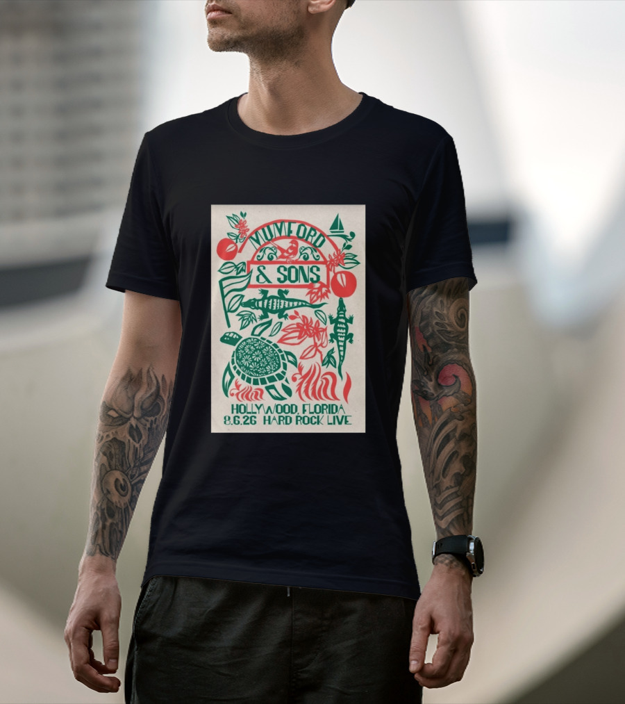 Mumford And Sons Hard Rock Live Hollywood Florida August 6 2026 Tour T-Shirt