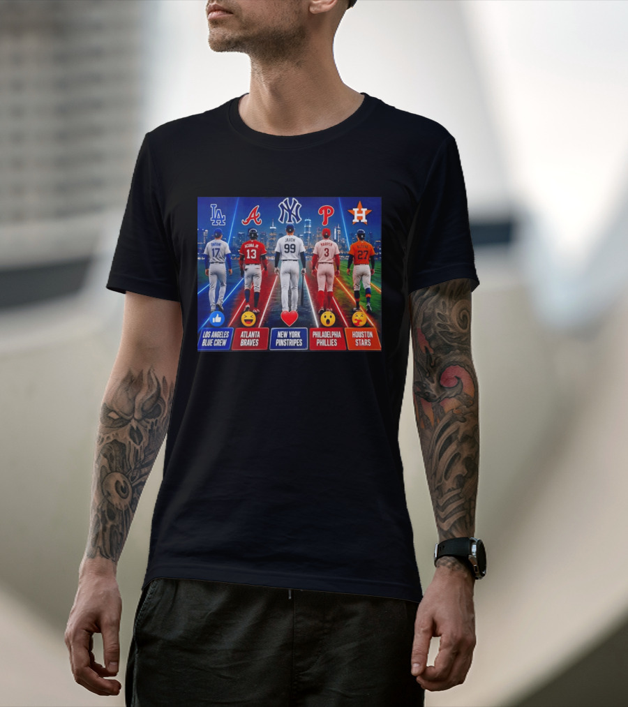 Los Angeles Blue Crew Atlanta Braves New York Pinstripes Philadelphia Phillies Houston Stars Ohtani Acuna Jr Jaxon Harper Altuve T-Shirt