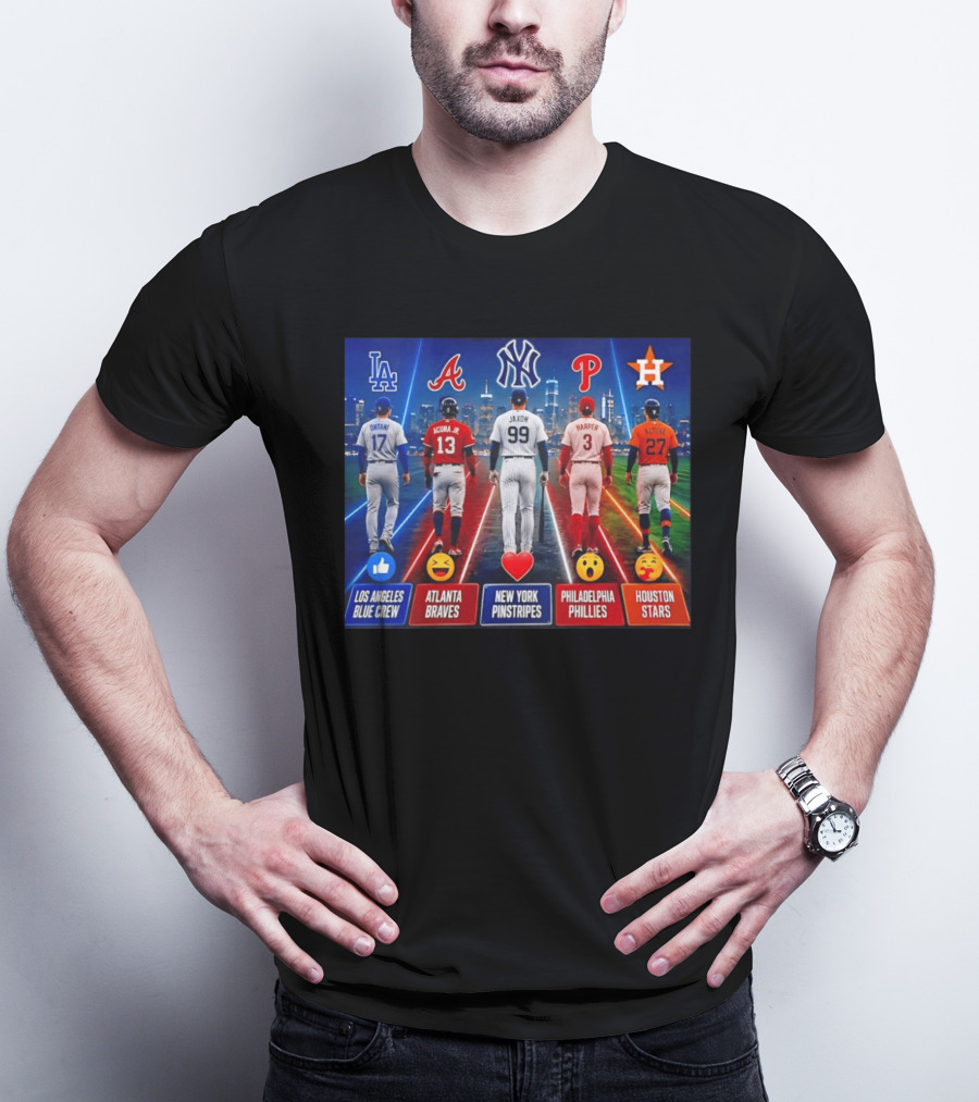 Los Angeles Blue Crew Atlanta Braves New York Pinstripes Philadelphia Phillies Houston Stars Ohtani Acuna Jr Jaxon Harper Altuve T-Shirt