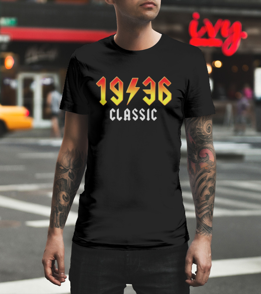 Original 90th Birthday Classic 1936 Rock Band Lightning Bolt T-Shirt