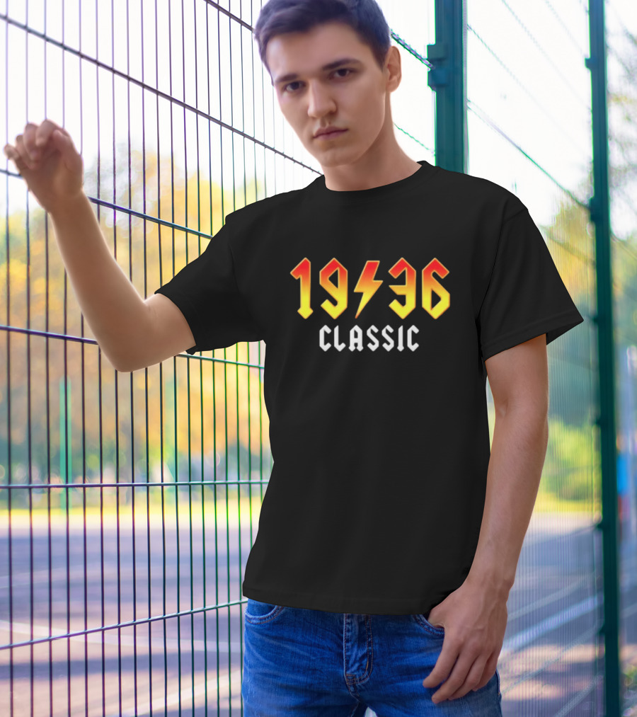 Original 90th Birthday Classic 1936 Rock Band Lightning Bolt T-Shirt