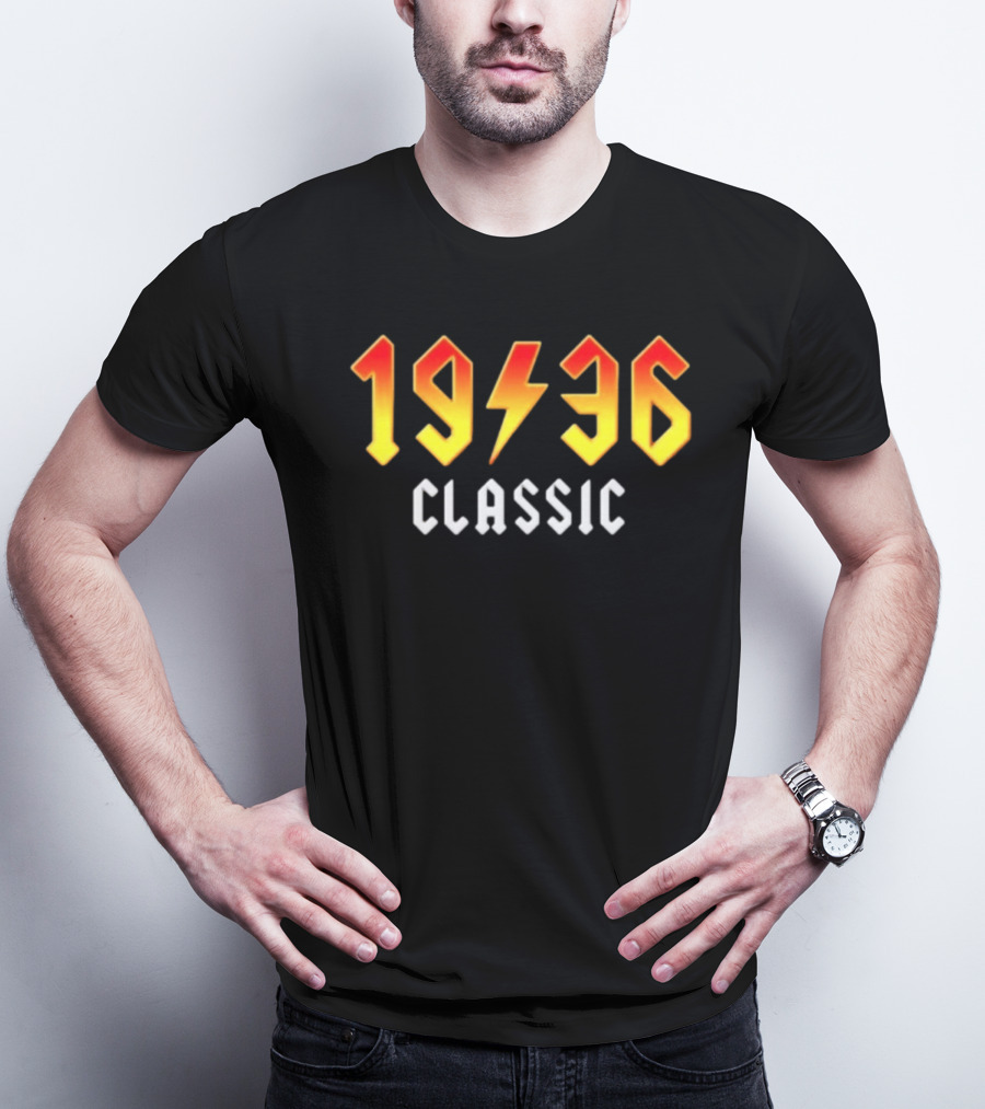 Original 90th Birthday Classic 1936 Rock Band Lightning Bolt T-Shirt