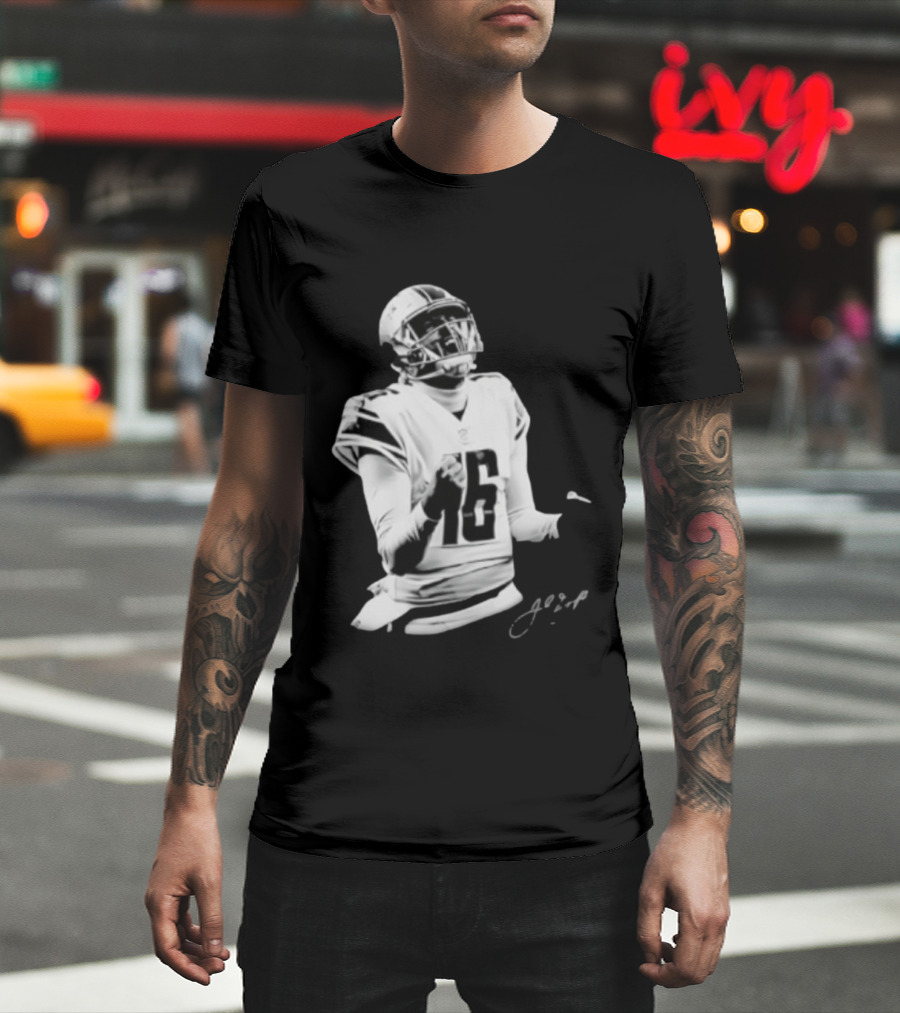 Original Detroit Lions Jared Goff 16 Quarterback MVP Player Autograph T-Shirt