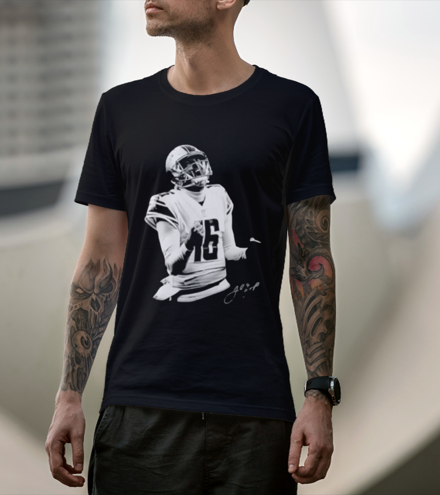 Original Detroit Lions Jared Goff 16 Quarterback MVP Player Autograph T-Shirt