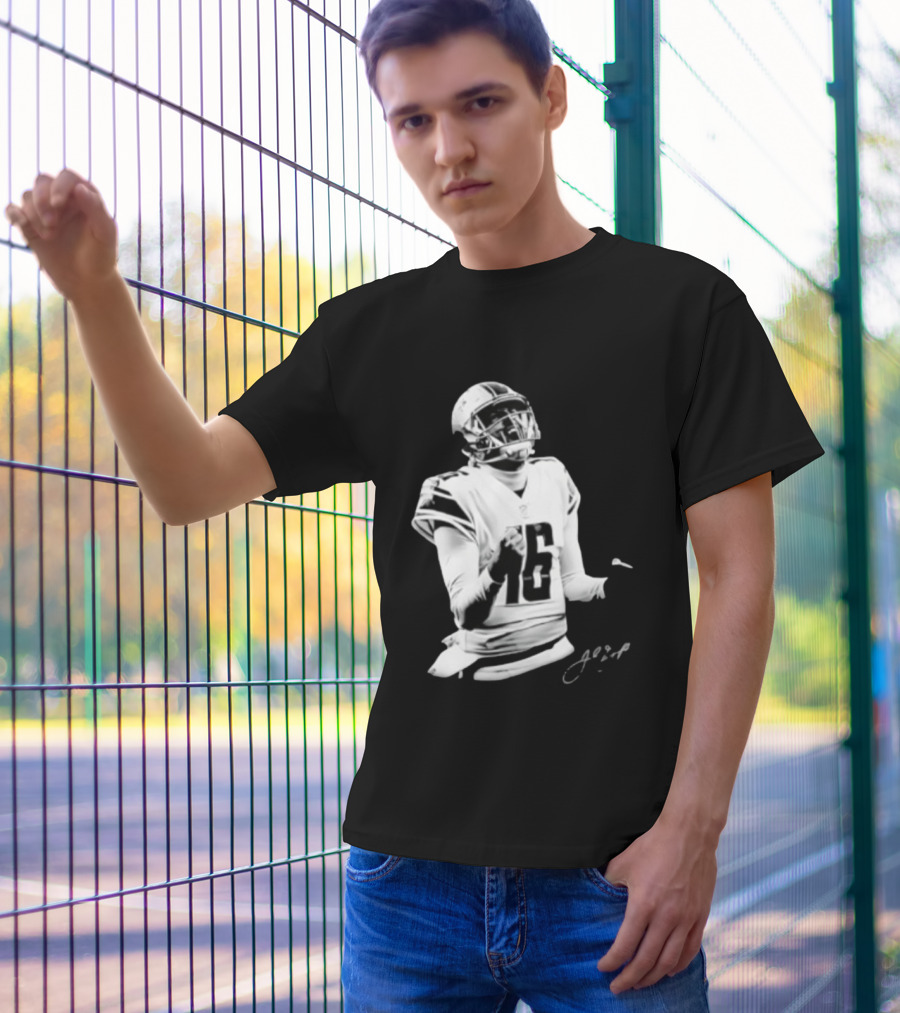 Original Detroit Lions Jared Goff 16 Quarterback MVP Player Autograph T-Shirt