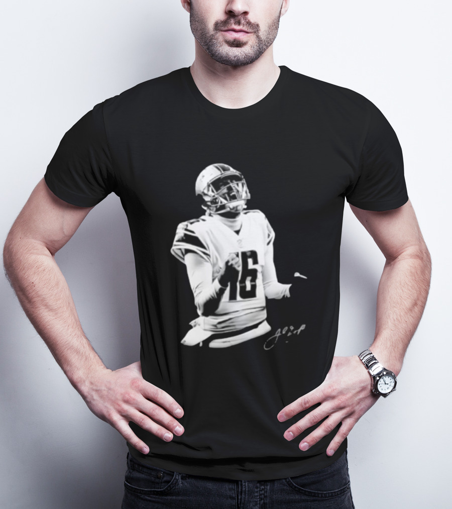 Original Detroit Lions Jared Goff 16 Quarterback MVP Player Autograph T-Shirt