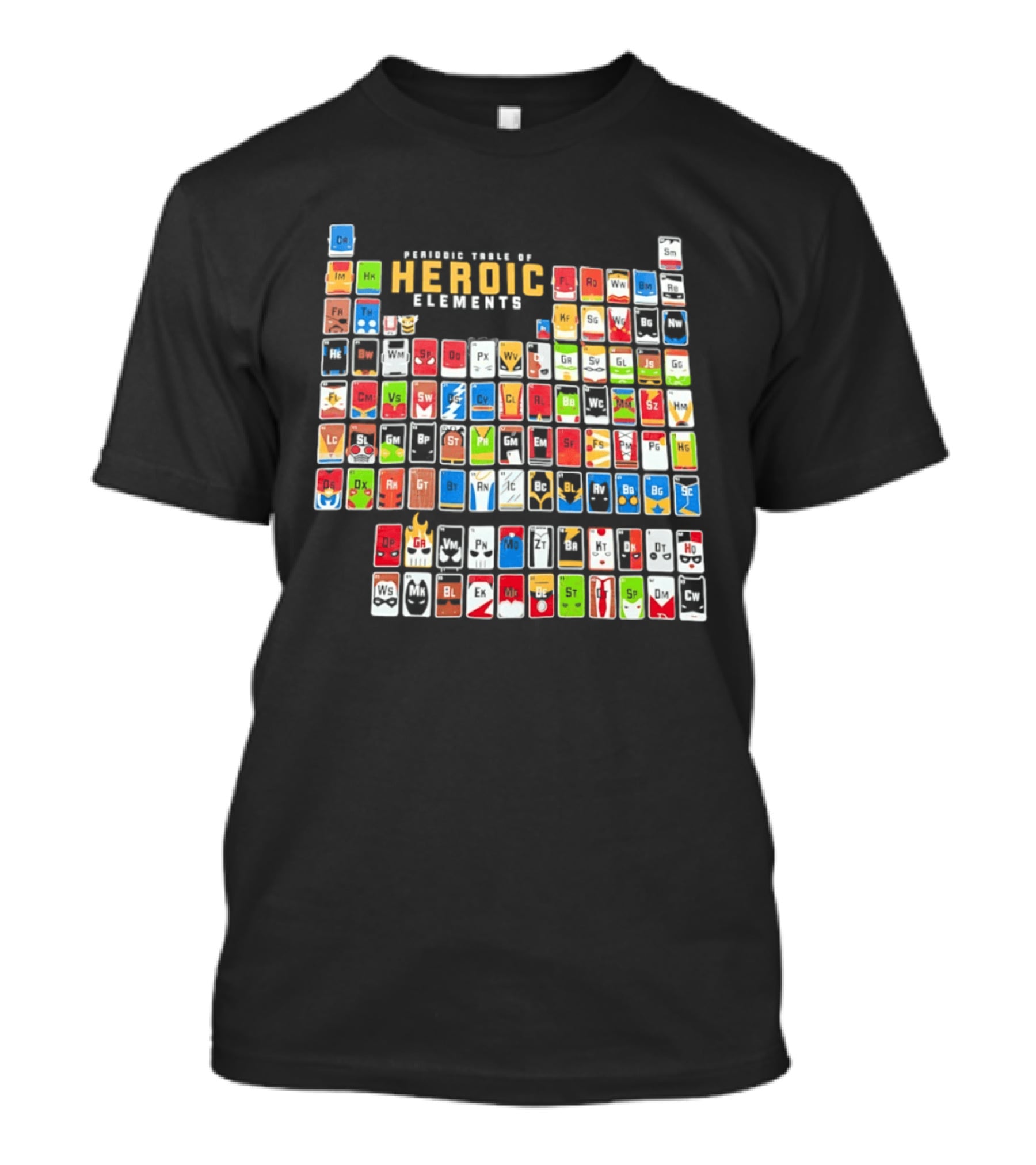 Periodic Table Of Heroic Elements Superhero Chart T-Shirt