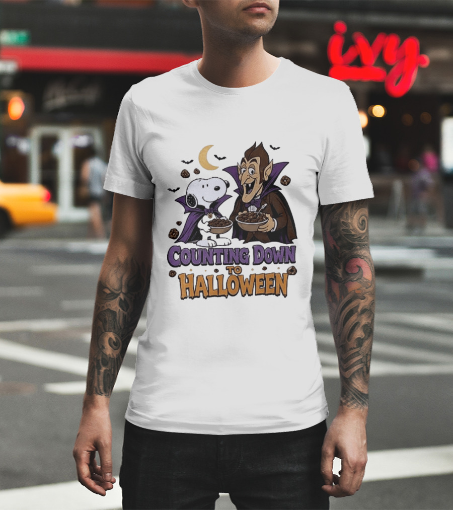 Peanuts Snoopy And Dracula Counting Down To Halloween T-Shirt