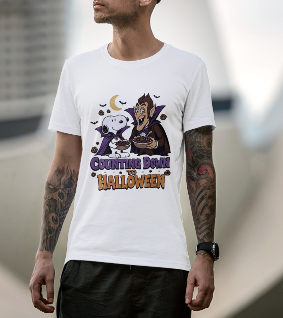 Peanuts Snoopy And Dracula Counting Down To Halloween T-Shirt