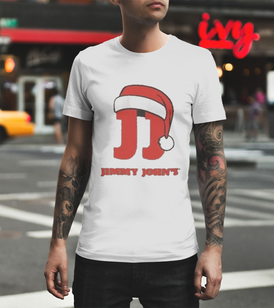 Jimmy John's Festive Santa Hat Christmas T-Shirt