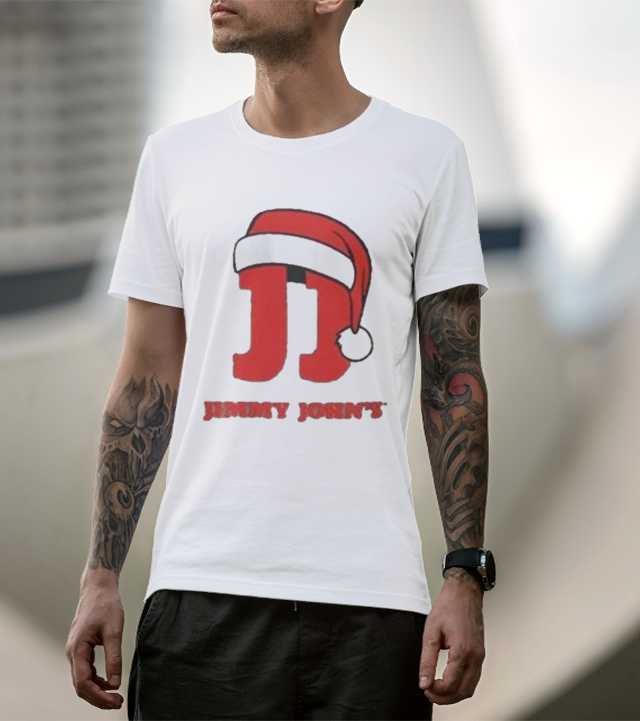Jimmy John's Festive Santa Hat Christmas T-Shirt