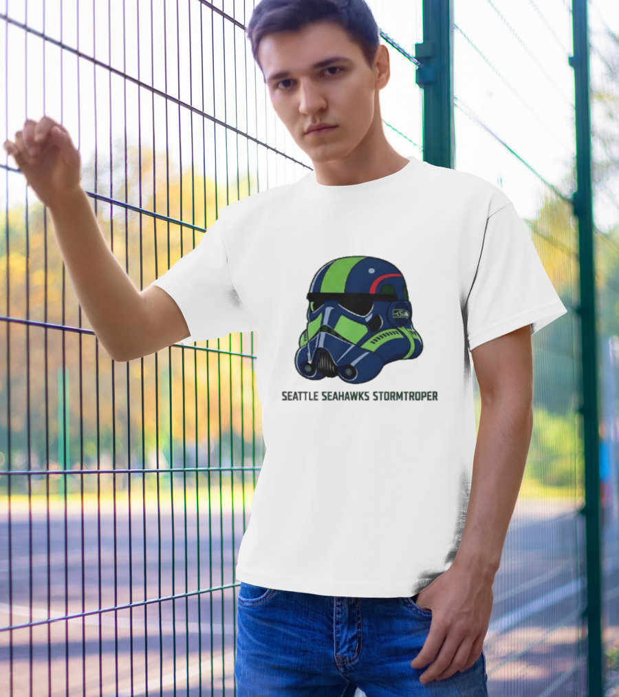 Seattle Seahawks Stormtrooper Game Day Galactic Helmet T-Shirt
