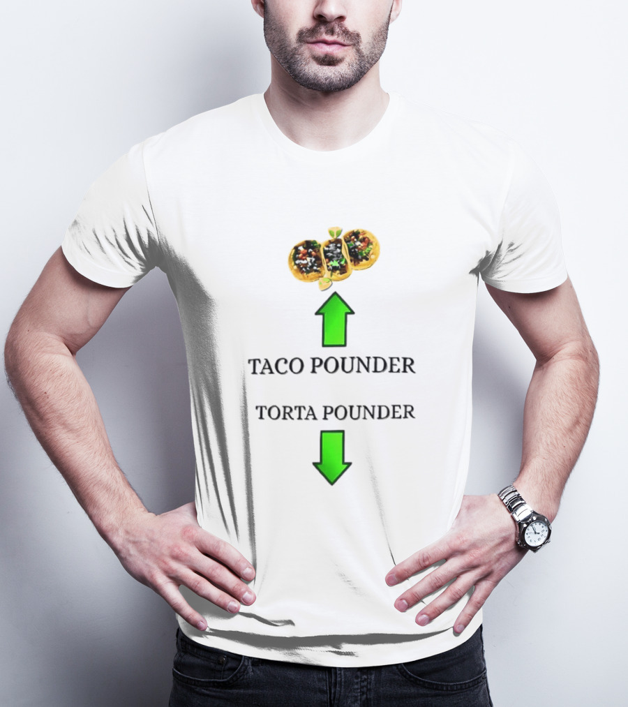 Taco Pounder Torta Pounder Trio Mexican Tacos Lime Green Arrows T-Shirt