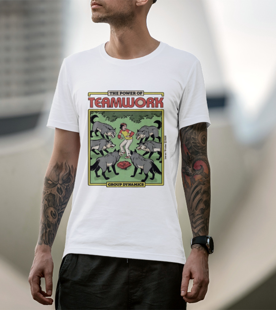 The Power Of Teamwork Group Dynamics Child Surrounded By Wolves T-Shirt