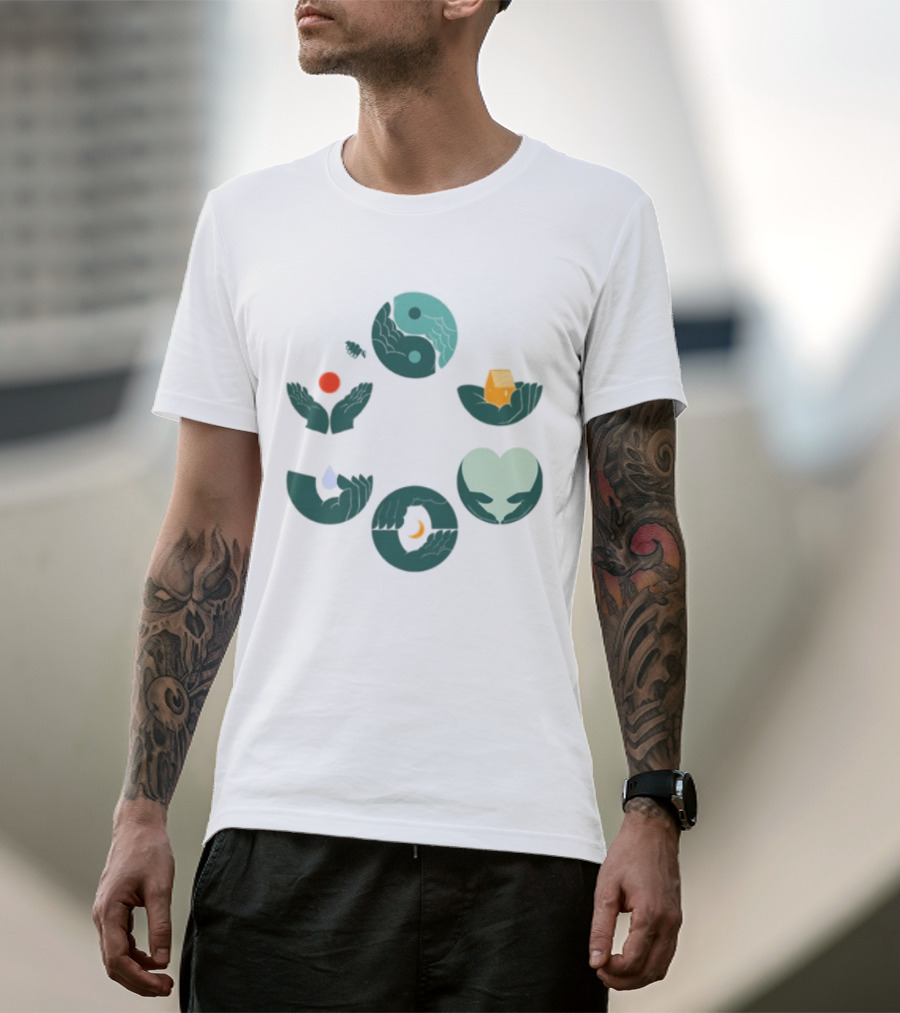 Tors Store Yin Yang Elements Hands Nature T-Shirt
