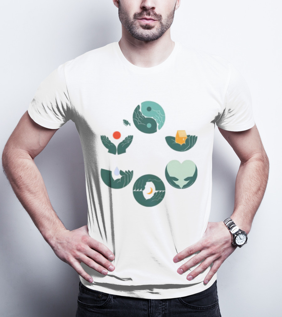 Tors Store Yin Yang Elements Hands Nature T-Shirt